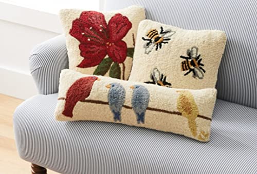 Chandler 4 Corners Artist-Designed Birds on a Wire Hand-Hooked Wool Decorative Throw Pillow (8β x 24β)