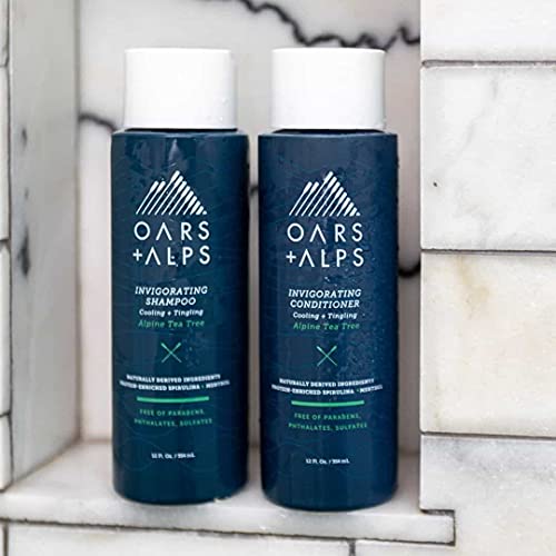 Oars + Alps Men's Sulfate Free Hair Shampoo, Infused with Witch Hazel and Tea Tree Oil, Alpine Tea Tree, 12 Fl Oz