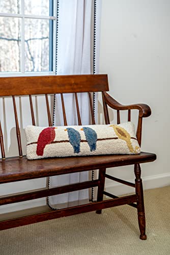 Chandler 4 Corners Artist-Designed Birds on a Wire Hand-Hooked Wool Decorative Throw Pillow (8β x 24β)