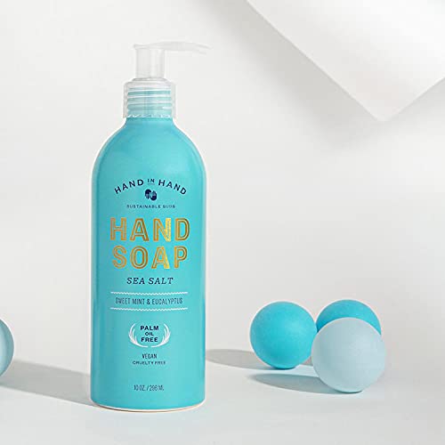 Hand in Hand Nourishing Liquid Hand Soap, 10 Fl Oz, Sweet Mint & Eucalyptus, Sea Salt Scent, 4 Pack