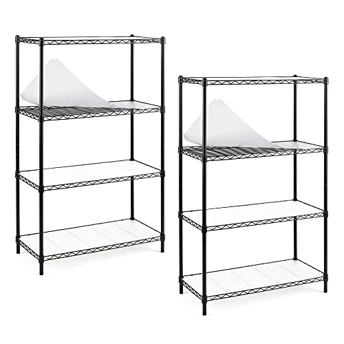 EFINE 2-Pack 4-Shelf Shelving Unit, Adjustable, Heavy Duty Carbon Steel Wire Shelves, 150lbs Loading Capacity Per Shelf, Shelving Units and Storage for Kitchen and Garage (30Wx14Dx47H)Black,S200-4X2