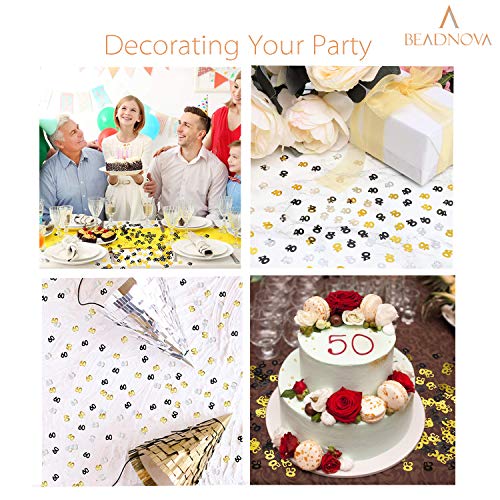 BEADNOVA 60th Birthday Confetti Sixty Years Old Confetti 60 Anniversary Number Confetti for Birthday Party Decor Wedding Table Decoration (1oz, Gold Silver Black Mix)