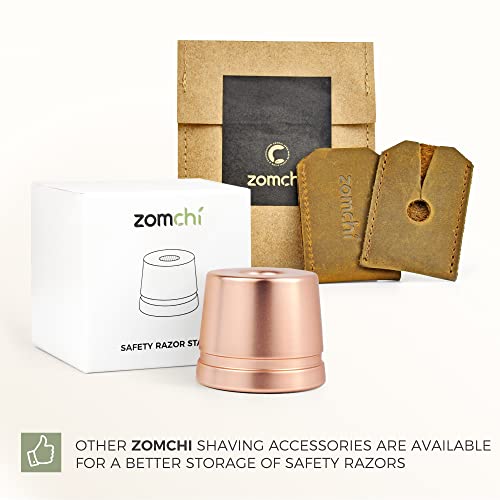 ZOMCHI Safety Razor Stand, Aluminum Alloy Men's Shaving Stand for Bathroom Countertops, Suitable Razors, Hole Diameter 0.425'',Rose Gold
