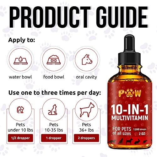 10 In 1 Cat & Dog Multivitamin - Hip & Joint Vitamins For Dogs + Vitamins C, D, B1-12 - Cranberry Supplement For Dogs & Cat Vitamins - Bladder, Kidney, Skin, Joint Support - Glucosamine Dog Supplement