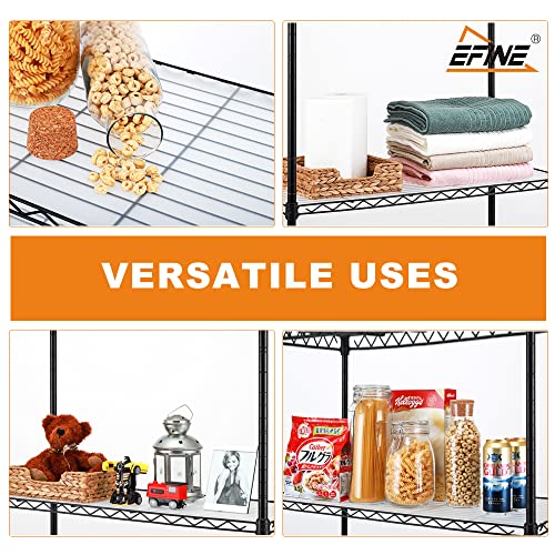 EFINE 2-Pack 4-Shelf Shelving Unit, Adjustable, Heavy Duty Carbon Steel Wire Shelves, 150lbs Loading Capacity Per Shelf, Shelving Units and Storage for Kitchen and Garage (30Wx14Dx47H)Black,S200-4X2