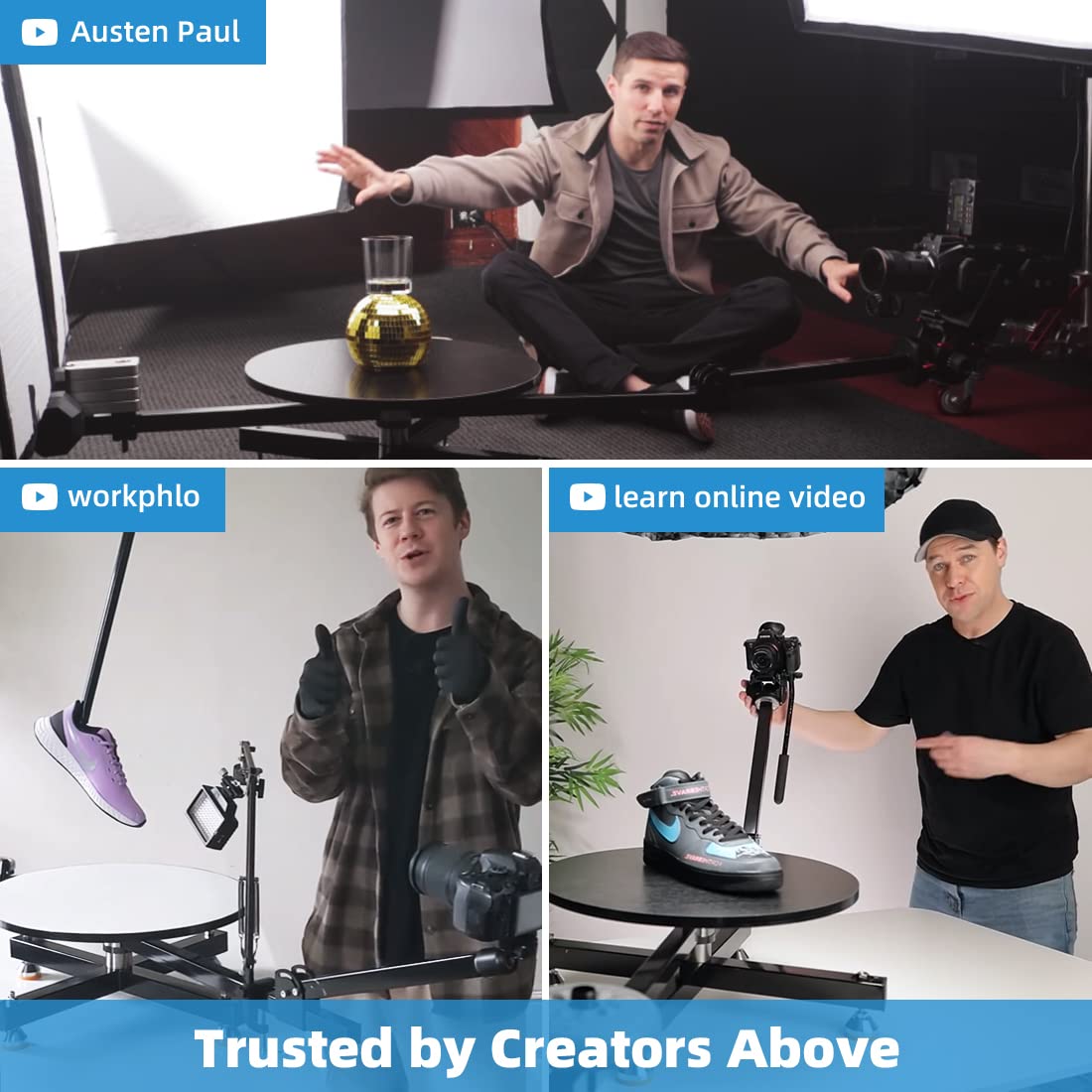 RAUBAY 360 Degree Spinner(Standard Version) Professional Photography Turntable, Rotating Camera Slider, Spinning Photo Video Booth, Spin Platform for Product Photography, Commercial Video, Bullet-time