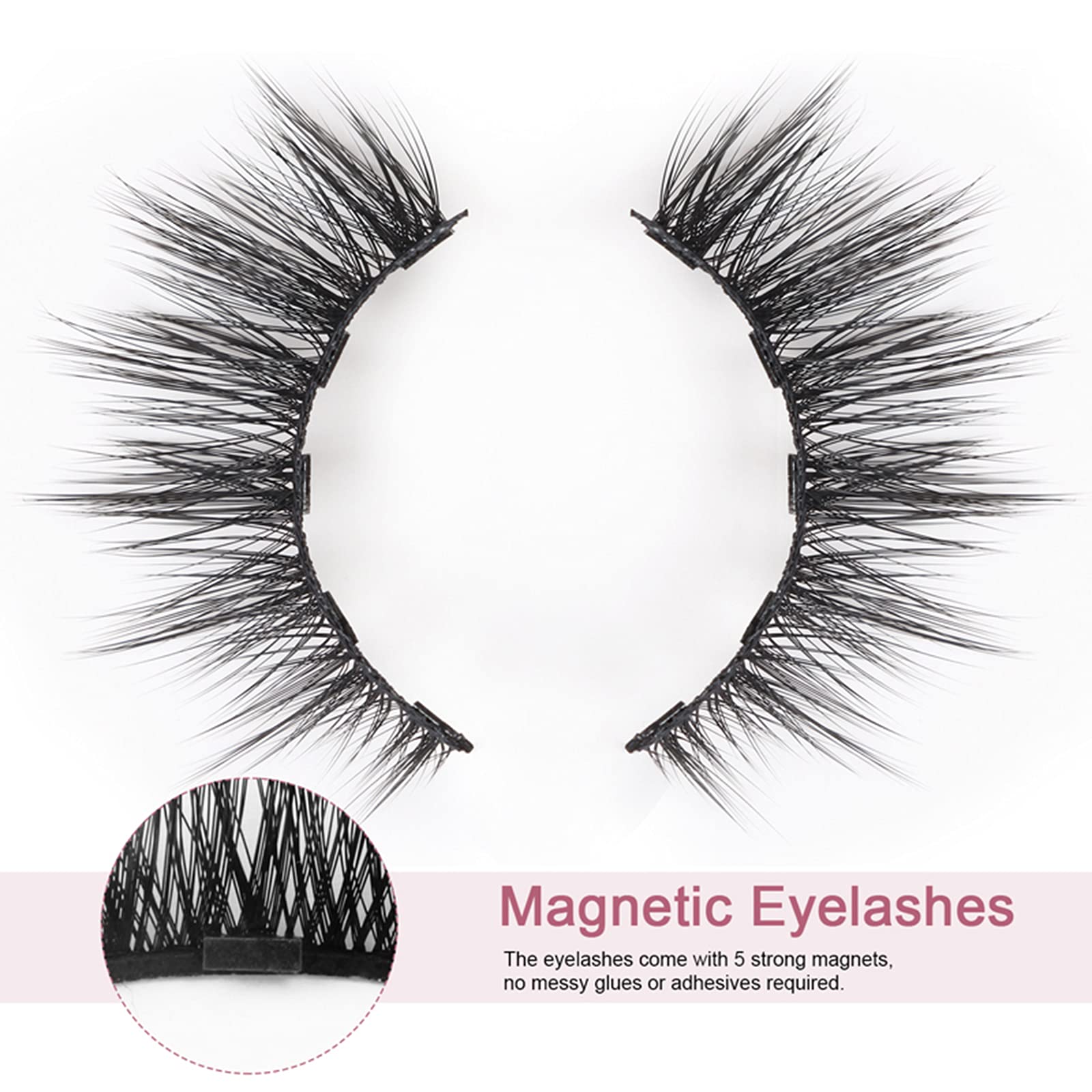 Magnetic Eyelashes Kit - Prgislew Mixed Magnetic Eyelashes and Eyeliner Kit with 10 Pairs 3D Reusable False Lashes Natural Look 2Pcs Strong Magnetic Eyeliner and 1Pcs Lash Tweezers