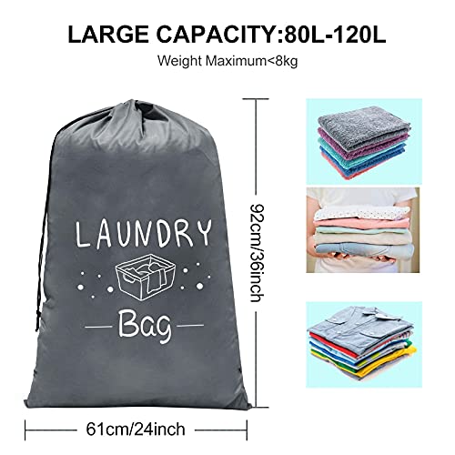 Sylfairy 2 Pack Extra Large Travel Laundry Bag, Durable Rip-Stop Dirty Clothes Shoulder Bag with Drawstring, Heavy Duty Travel Laundry Bag, Large Laundry Hamper Liner, Machine Wash
