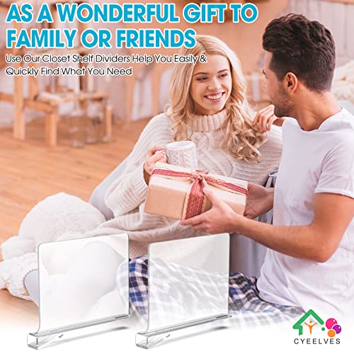 6 Pack Closet Shelves, Shelf Dividers, Clear Acrylic Shelf Divider for Closets, Wood Shelf Dividers Purse Organizer Separators, Closet Shelf Organizer for Kitchen Cabinets Storage Clothes Organization