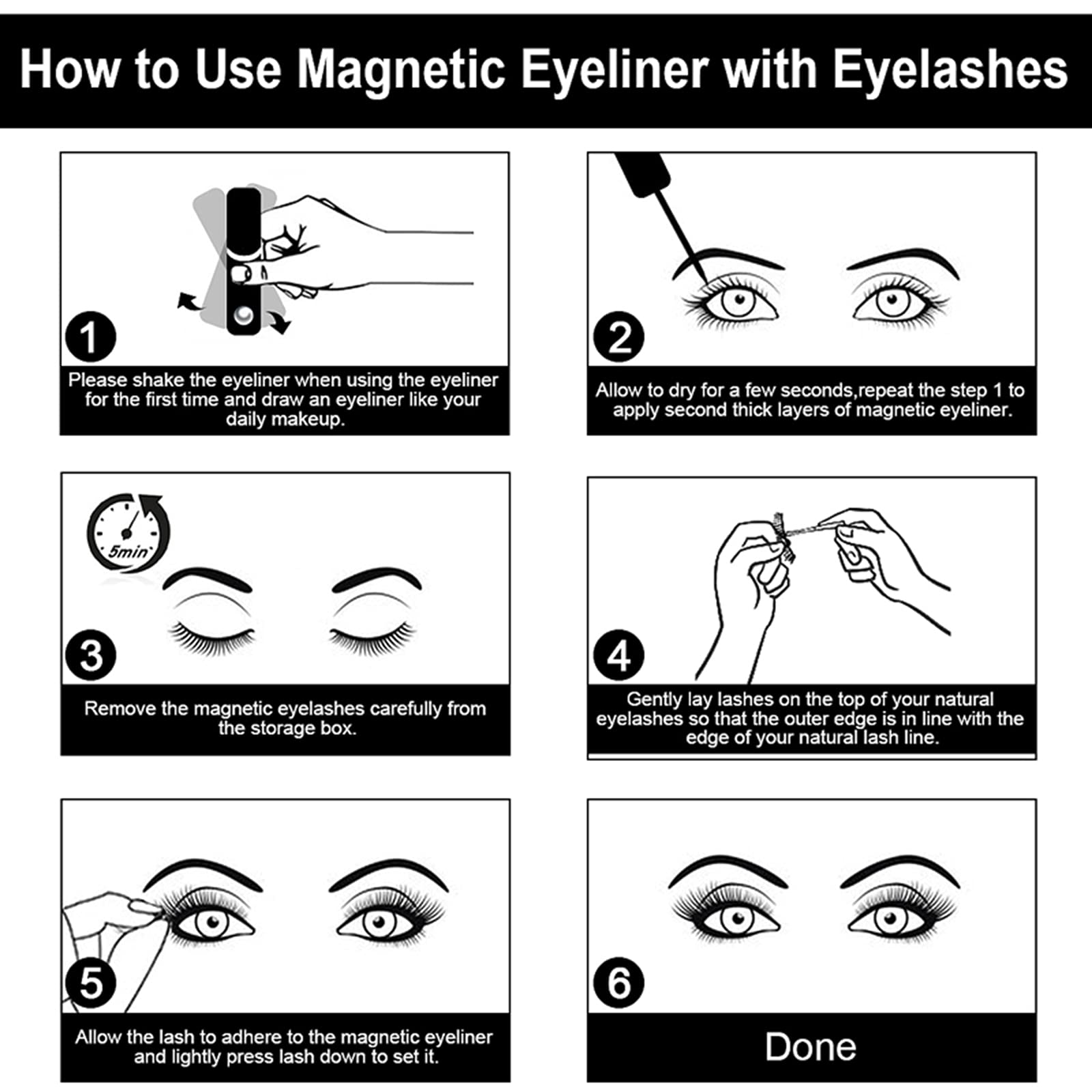 Magnetic Eyelashes Kit - Prgislew Mixed Magnetic Eyelashes and Eyeliner Kit with 10 Pairs 3D Reusable False Lashes Natural Look 2Pcs Strong Magnetic Eyeliner and 1Pcs Lash Tweezers