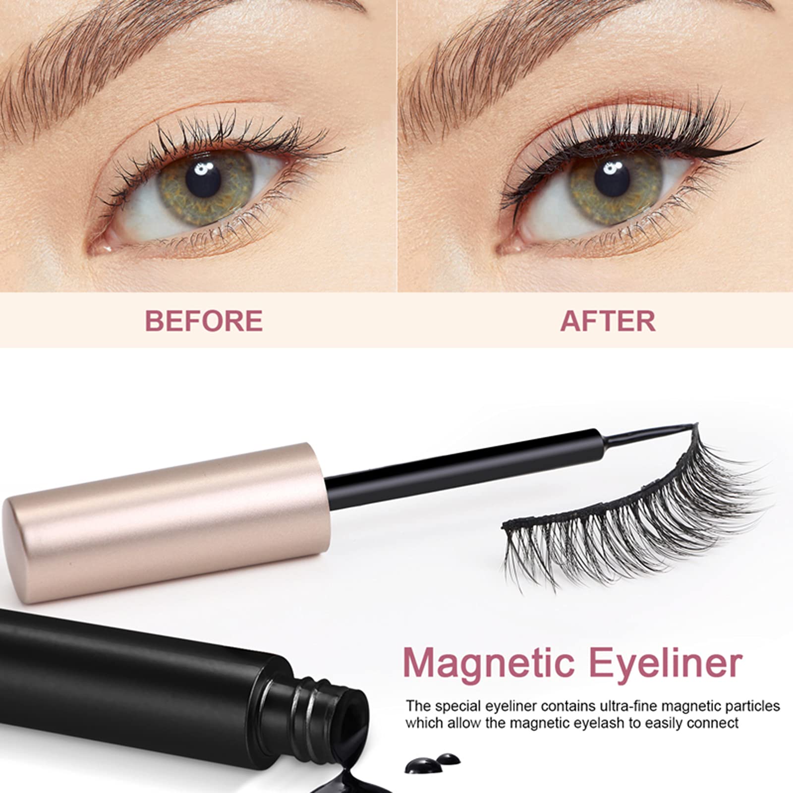 Magnetic Eyelashes Kit - Prgislew Mixed Magnetic Eyelashes and Eyeliner Kit with 10 Pairs 3D Reusable False Lashes Natural Look 2Pcs Strong Magnetic Eyeliner and 1Pcs Lash Tweezers