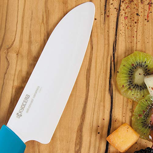 Kyocera Revolution 2-Piece Ceramic Knife Set: Chef Knife For Your Cooking Needs, 5.5" Santoku and 4.5" Utility Knife, White Blades with Blue Handles, White/Blue
