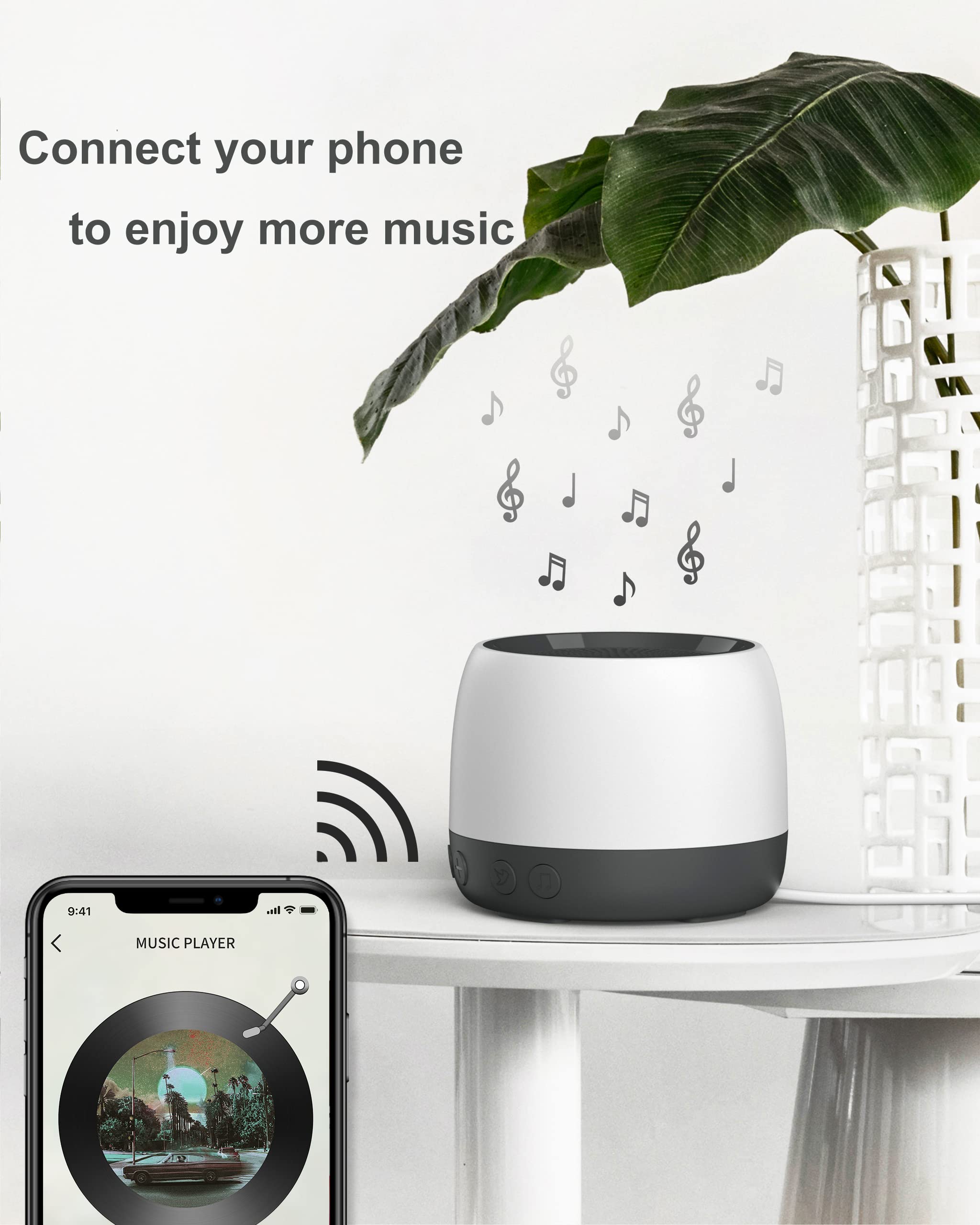 elesories White Noise Machine, Small Sound Machine for Adults Baby Sleeping, Also Be Used as a Multifunctional Speaker for Home, Office Privacy | Nursery | Travel | 13 Soothing Sounds
