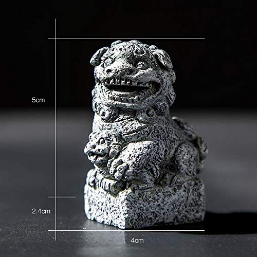 Smoothedo-Pets Fish Tank Decorations Aquarium Decoration Mini/Pair Size Ornaments Accessories Fish Hides Asian Garden FengShui Beast Dog (Mini Lion Statue/Pair)