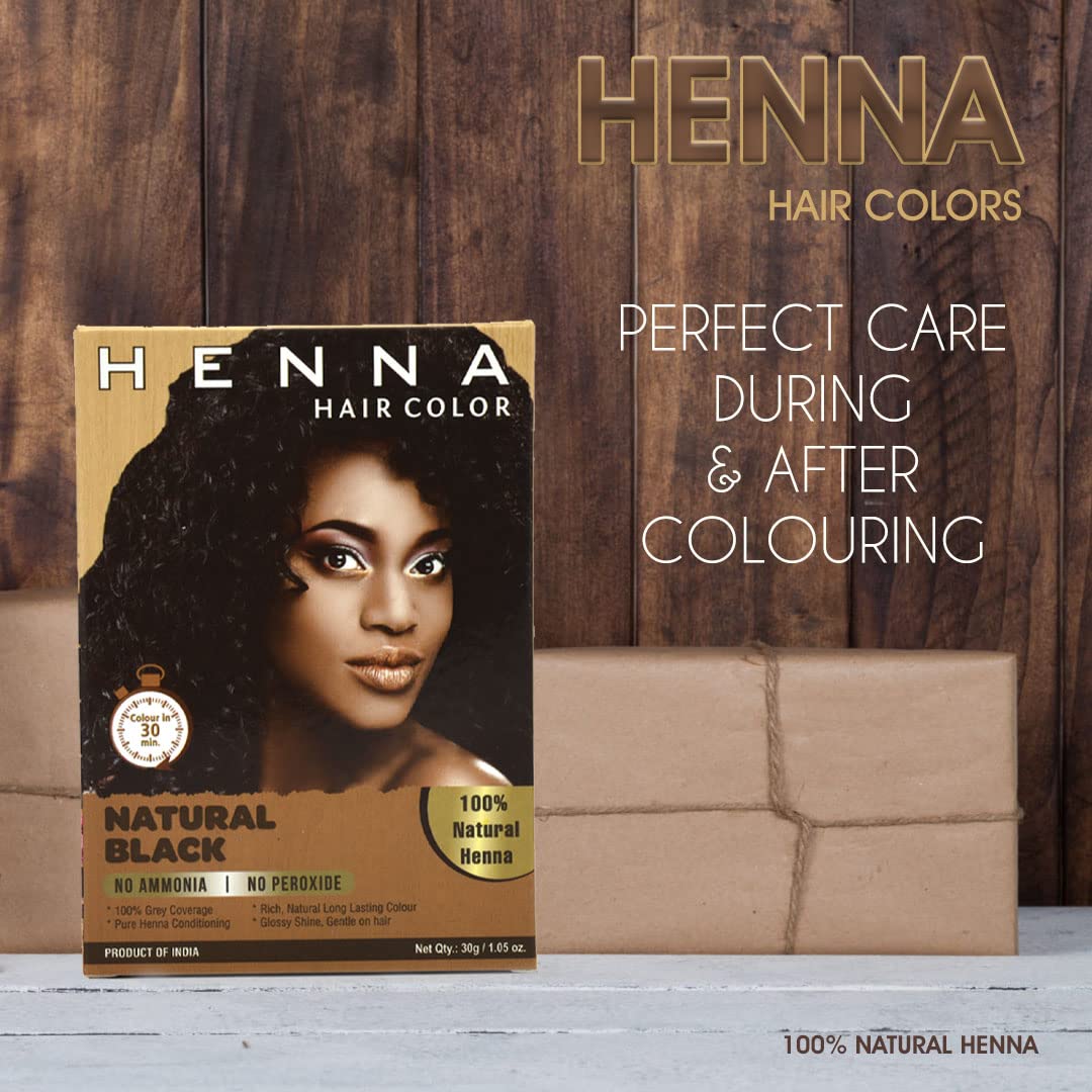 30 Minute Enriched with Herbs Semi Permanent Powder - Harsh Chemical Free Black Hair Dye for Men and Women (Natural Black)