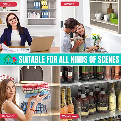 6 Pack Closet Shelves, Shelf Dividers, Clear Acrylic Shelf Divider for Closets, Wood Shelf Dividers Purse Organizer Separators, Closet Shelf Organizer for Kitchen Cabinets Storage Clothes Organization