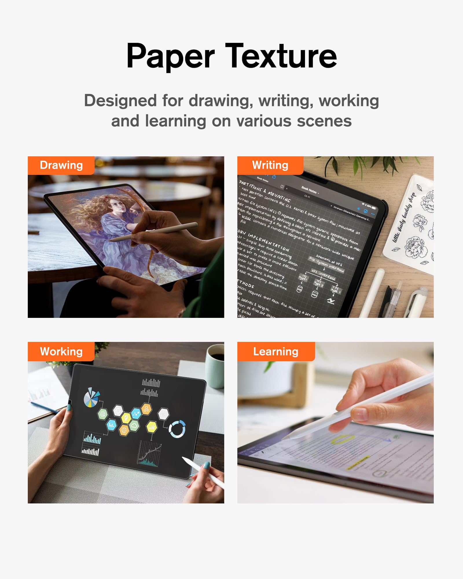 KCT 3 PACK Paperfeel Screen Protector Compatible with iPad 9th/8th/7th Generation (2021/2020/2019) 10.2 Inch, Clear View, Matte Film for Drawing Anti Slip/Scratch Resistant/Bubbles Free