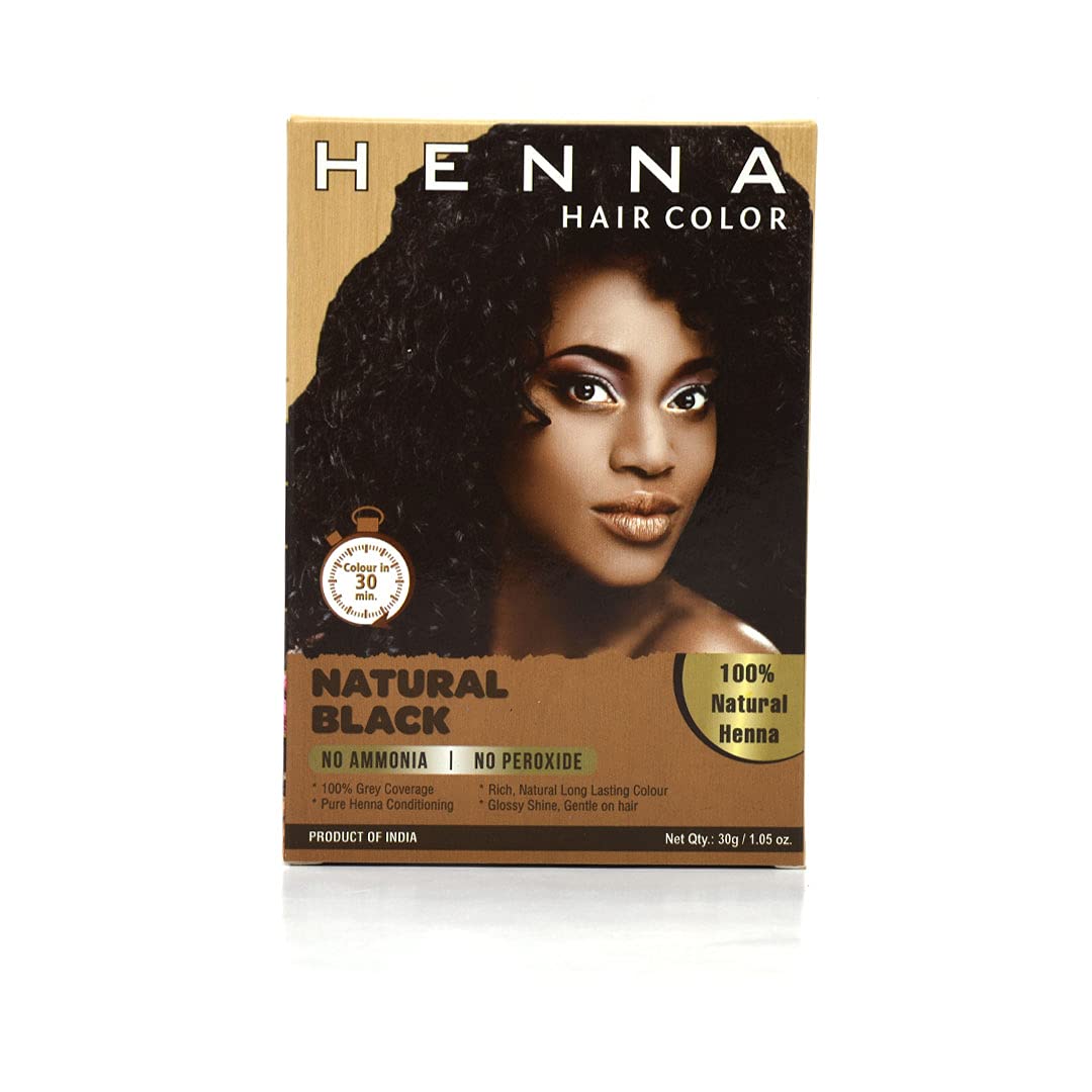 30 Minute Enriched with Herbs Semi Permanent Powder - Harsh Chemical Free Black Hair Dye for Men and Women (Natural Black)