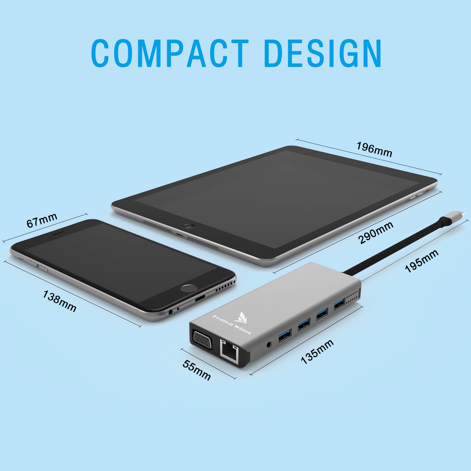 USB C Hub, 12-in-1 Multi-Port USB C Adapter with 1000M Ethernet, 4 USB 3.0 Ports Adapter, TF, SD, VGA, 3.5mm Audio, 100W PD Powered Compatible with MacBook, Pro,Air,Type C Adapter Laptop Silver…