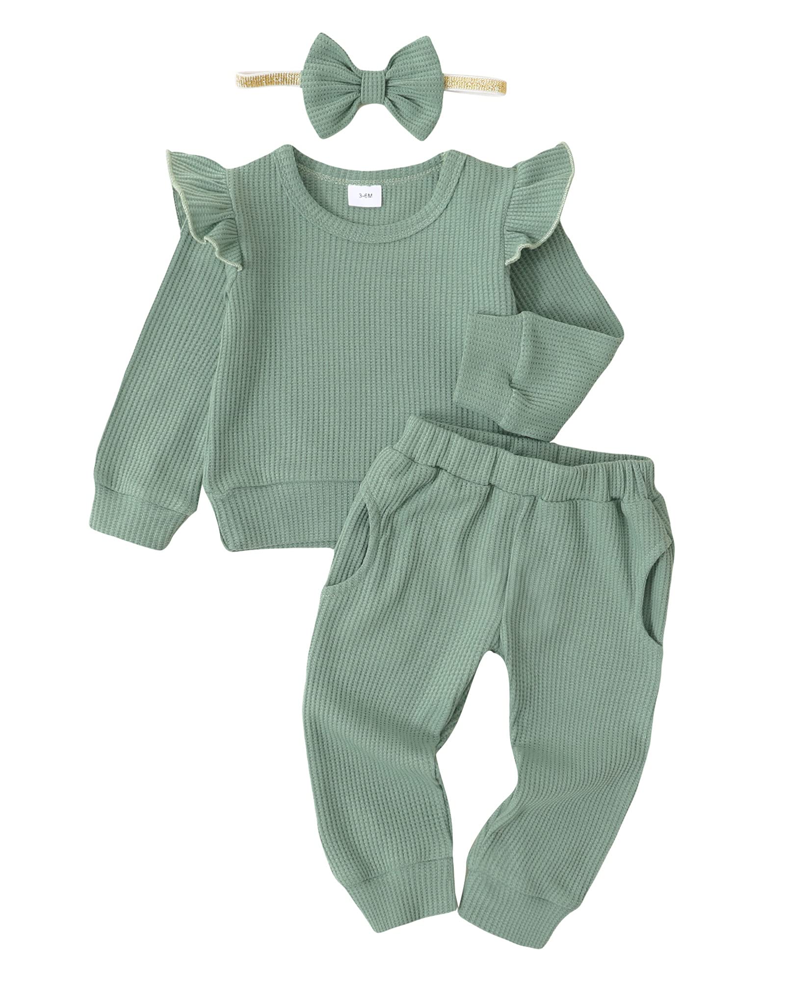Toddler Baby Girl Clothes Top Pants Set Baby Girl Outfits Baby Girls' Clothing Cotton Baby Girl Stuff Green Gifts 12 to 18 Month Girl Clothes
