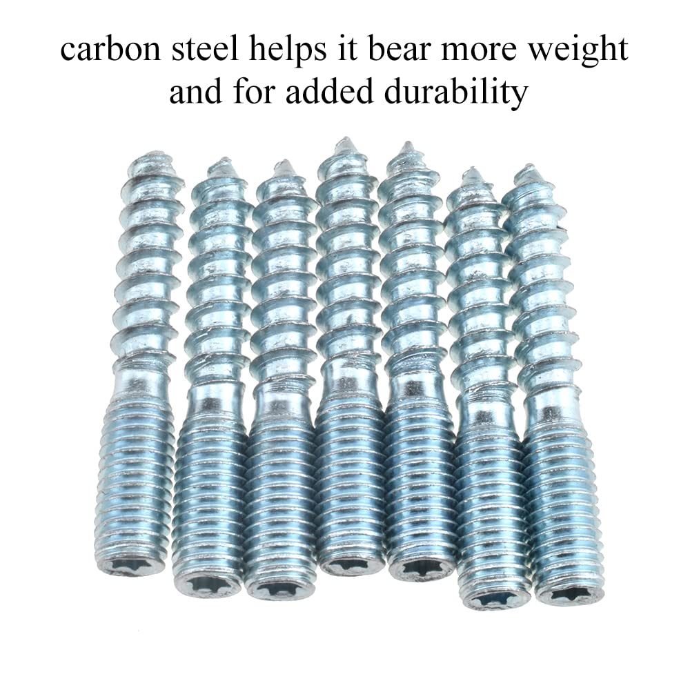 Yadaland M8x50mm Length Hanger Bolts with Slots Inserted Easily Convenient Adjust Sturdy Connection Double Headed Self Tapping Screw Carbon Steel 7 PCS for Furniture Frame Raise up Couch Legs