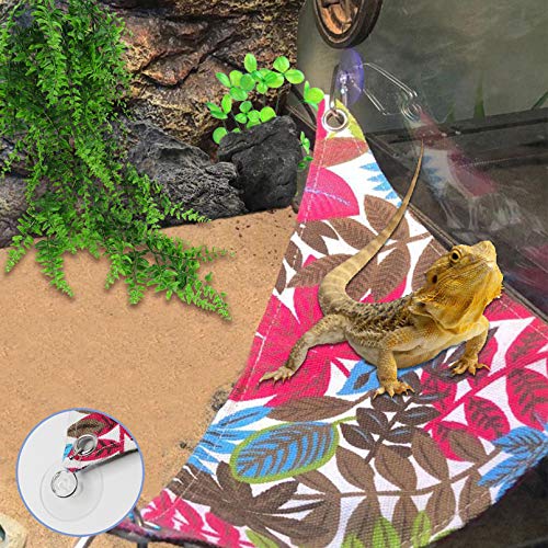 PINVNBY Bearded Dragon Habitat Decor Reptile Hammock Lizard Terrarium Lounger Ladder Accessories Coconut Shell Hut Hideout Cave Natural Seagrass Jungle Climber Tank Decoration for Gecko,Snake(5 Pcs)