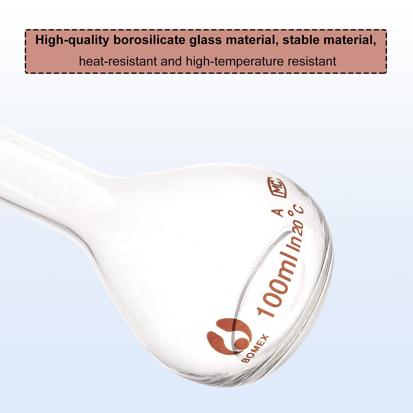 OLYCRAFT 4pcs Volumetric Flask 10ml/25ml/50ml/100ml Volumetric Flask Set with Glass Cap Durability & Chemical Resistance Glass Bottle for Laboratory Project