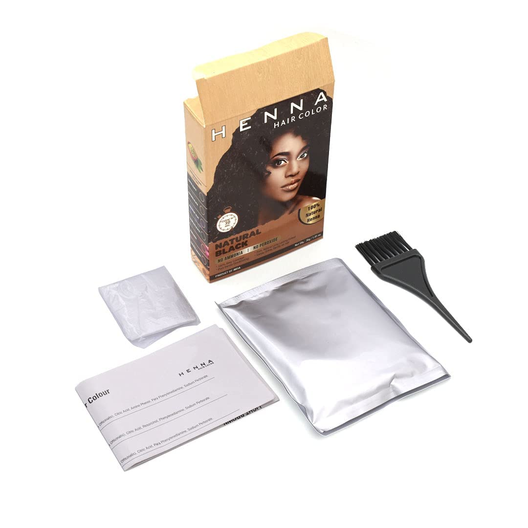 30 Minute Enriched with Herbs Semi Permanent Powder - Harsh Chemical Free Black Hair Dye for Men and Women (Natural Black)