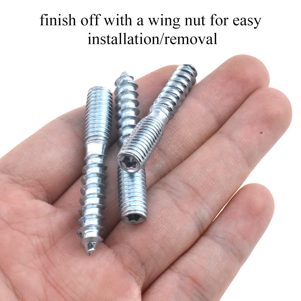 Yadaland M8x50mm Length Hanger Bolts with Slots Inserted Easily Convenient Adjust Sturdy Connection Double Headed Self Tapping Screw Carbon Steel 7 PCS for Furniture Frame Raise up Couch Legs