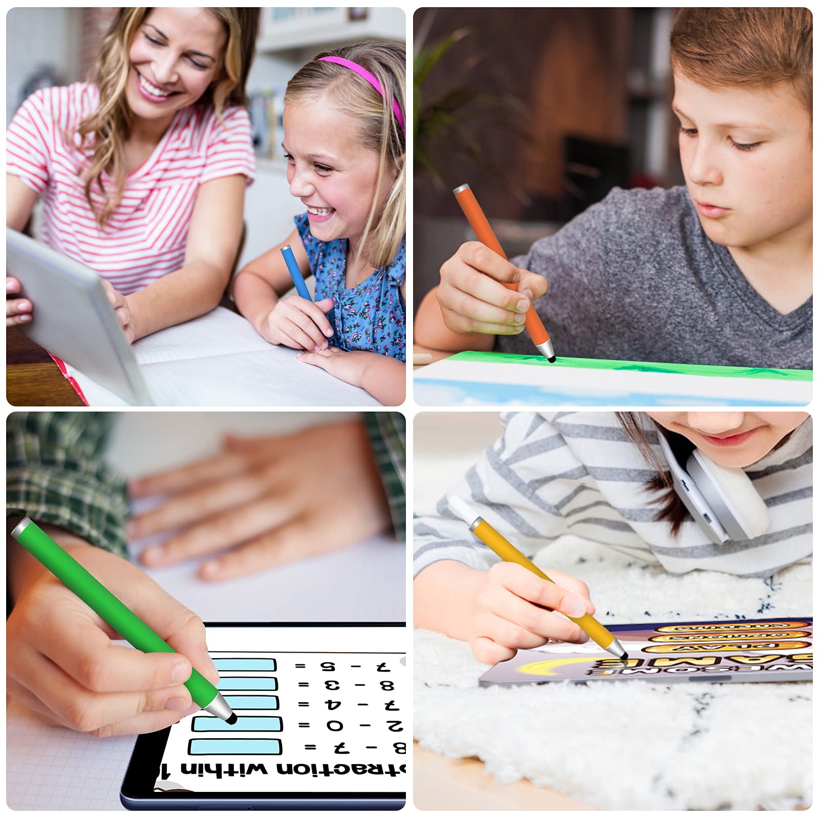 Granarbol Kids Stylus Pens for Touch Screens,Capacitive Stylus Kids Pens for iPad iPhone Tablets Samsung Galaxy All Universal Touch Screen Devices(4 Pack)