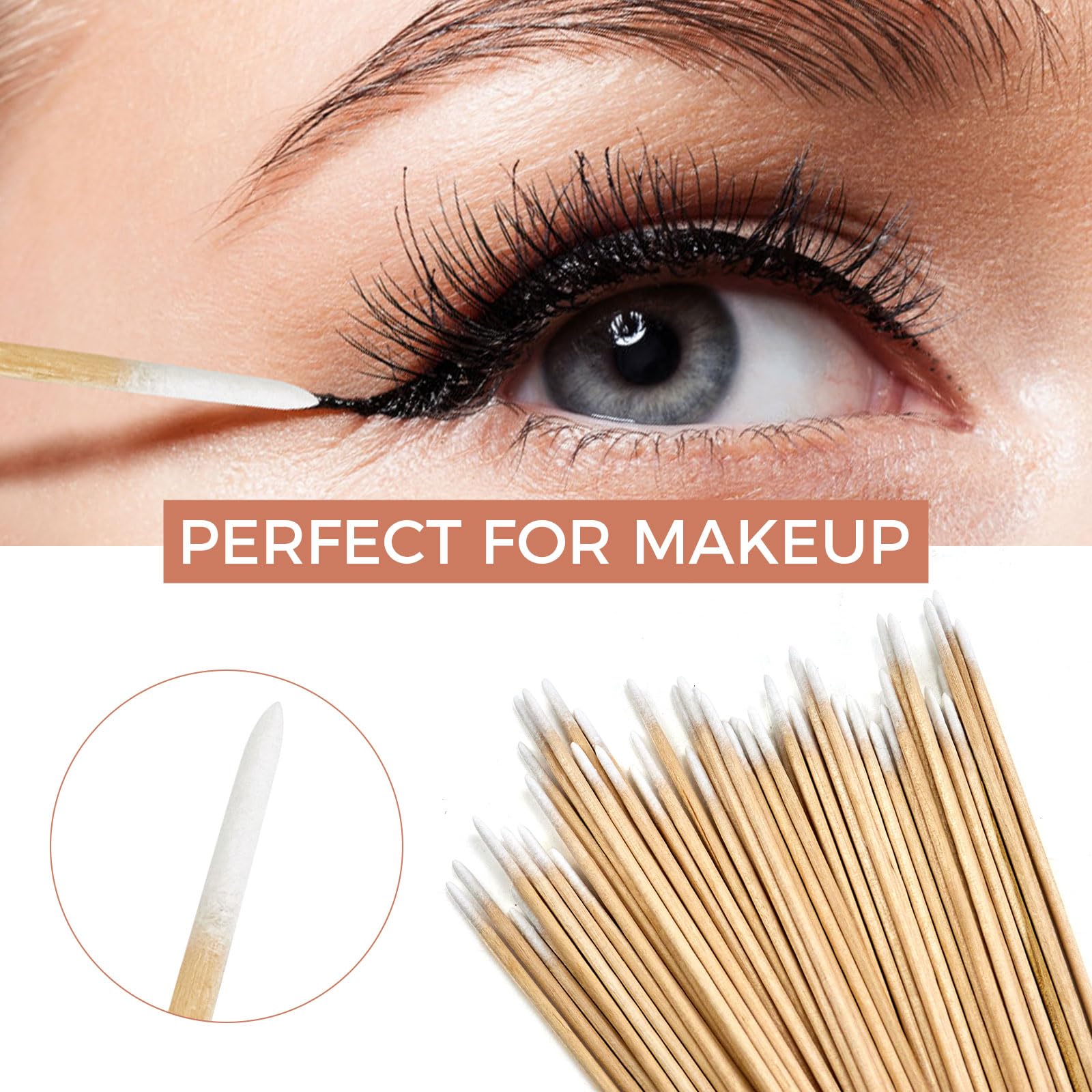 800PCS Pointed Cotton Swabs with Storage Case - Precision Tip Cotton Swabs with Wooden Sticks - Microblading Cotton Swab 4 inch - Cotton Swabs for Makeup, Tattoo Permanent Supplies