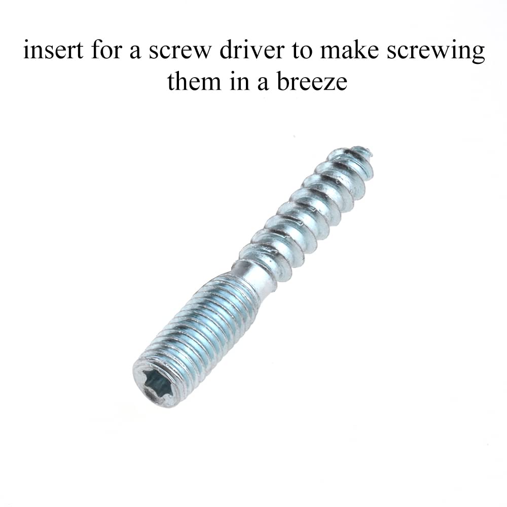 Yadaland M8x50mm Length Hanger Bolts with Slots Inserted Easily Convenient Adjust Sturdy Connection Double Headed Self Tapping Screw Carbon Steel 7 PCS for Furniture Frame Raise up Couch Legs