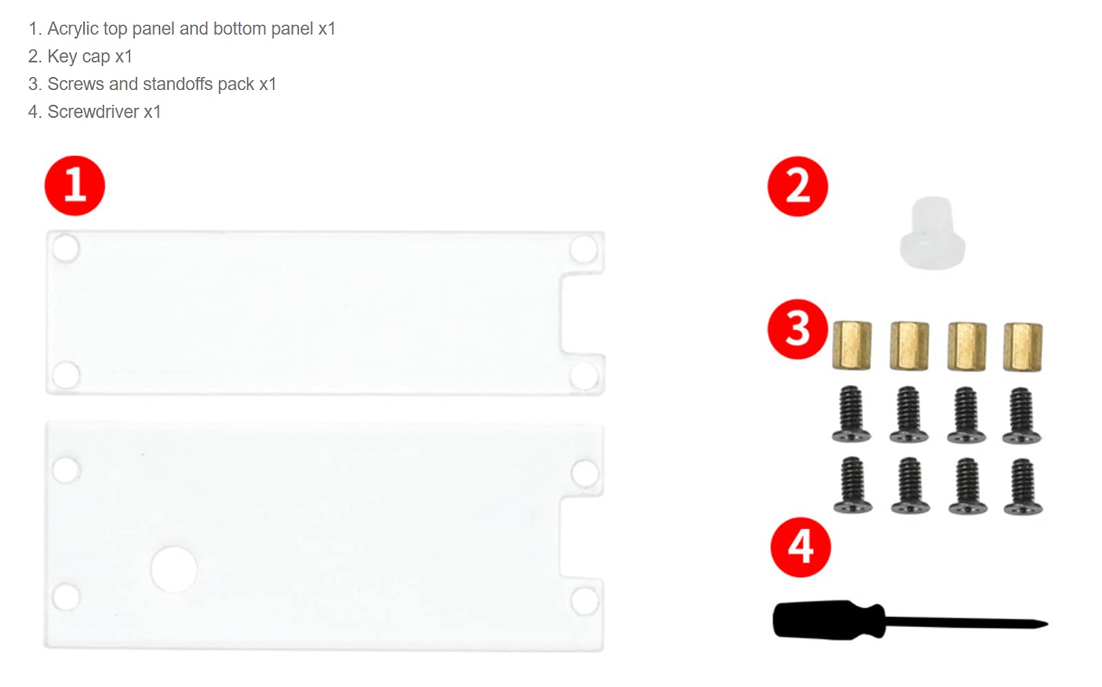 Acrylic Protection Case for Raspberry Pi Pico, Dule-Sided Protection, Clear Acrylic Panels, with Customized Key Cap, Pinheaders/Connectors Accessible, Compatible with Expander/Breadboard(Case Only)