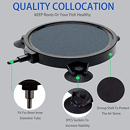 kathson 4.2-Inch Air Stone Disc Bubble Diffuser 8 PCS with Suction Cups Fish Tank Air Pump Round Dissolved Oxygen Airstone Decoration for Hydroponics Pond Aquarium Aquaponics