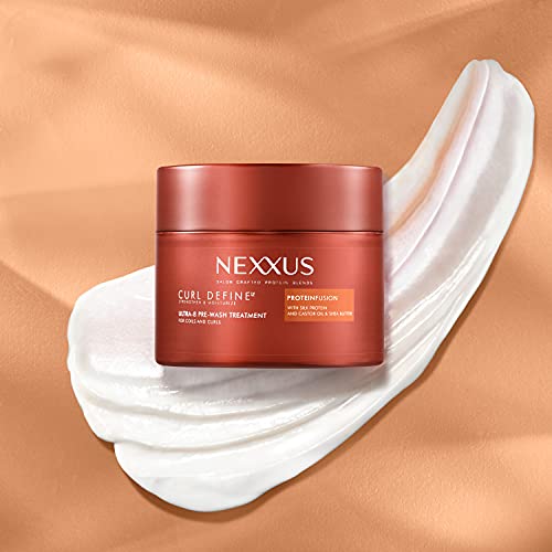 Nexxus Curl Define Pre-wash Hair Treatment for Curly & Coily Hair Hair Mask Deep Conditioner with Castor Oil 8 oz