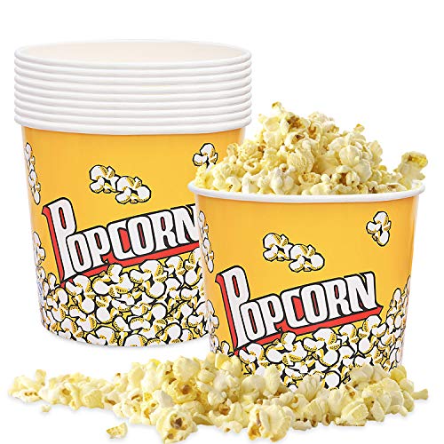 Popcorn Containers Cardboard Popcorn Bucket 85oz,Popcorn Boxes Popcorn Buckets Popcorn Cups,Reusable Popcorn Bucket Tub Popcorn Cups for Movie Theater,Party,Movie Night,Leak-Proof and Food-Grade (10)