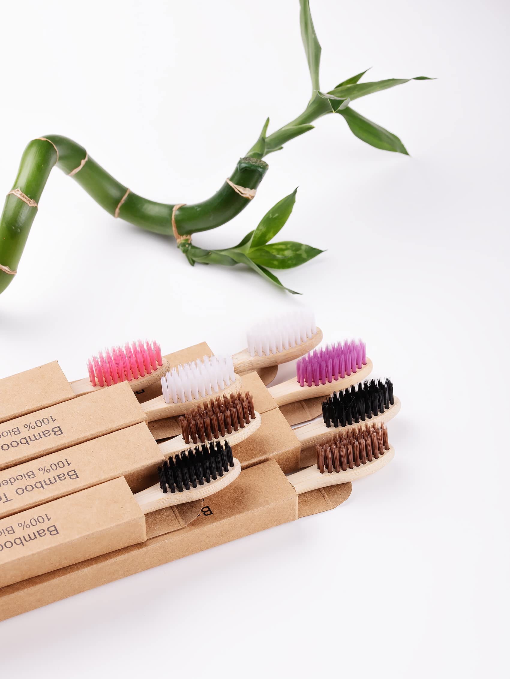 TanAisu Bamboo Toothbrushes with 10 Floss Picks, Travel Case - Biodegradable Toothbrushes (2 Brown, 2 Black, 2 White, 1 Purple, 1 Fuchsia) & Dental Floss Picks| Cover