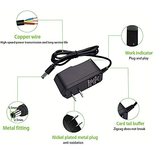 5V 2A Power Supply Adapter, 5V 2A AC DC Adapter, AC 100-240V to DC 5V, 5.5X 2.5mm DC Plug, Input 110V-240V, Output 5V 2A 10W, with DC Female Connector for Camera Route Hub CCTV, etc