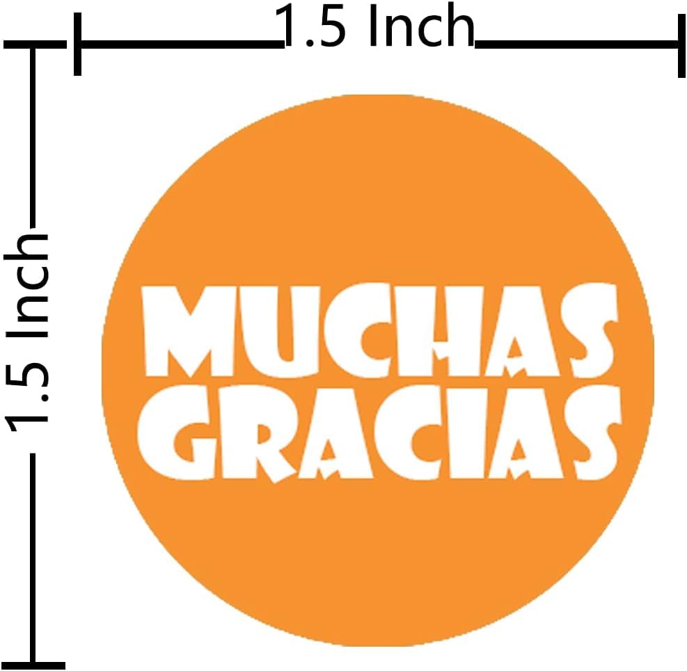 Top label Spanish Thank You Stickers, 1.5 Inch Round Stickers, 300 Pcs Per Pack