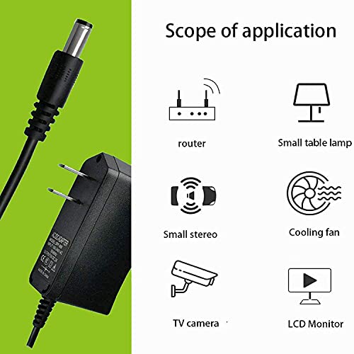 5V 2A Power Supply Adapter, 5V 2A AC DC Adapter, AC 100-240V to DC 5V, 5.5X 2.5mm DC Plug, Input 110V-240V, Output 5V 2A 10W, with DC Female Connector for Camera Route Hub CCTV, etc