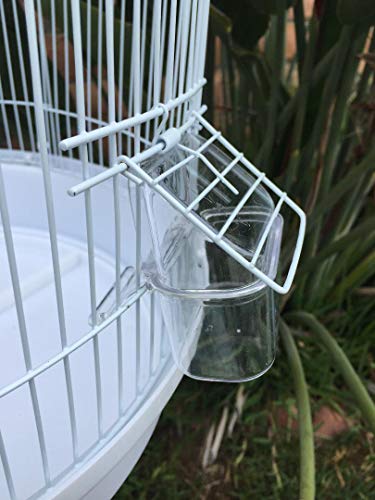 Round Bird Hook Cage with Stand for Finch Canary Cockatiel Parakeet Dome Top, Cage Only Dimension: 16" Diameter x 28" H, Cage and Stand: 16" D X 57" H (16" D X 57" H, White)