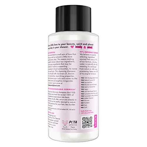 Love Beauty and Planet Shampoo Milk Moisture and Bounce for Waves and Curls Rice Oil and Angelica Essence 100 percent Biodegradable Shampoo 13.5 oz