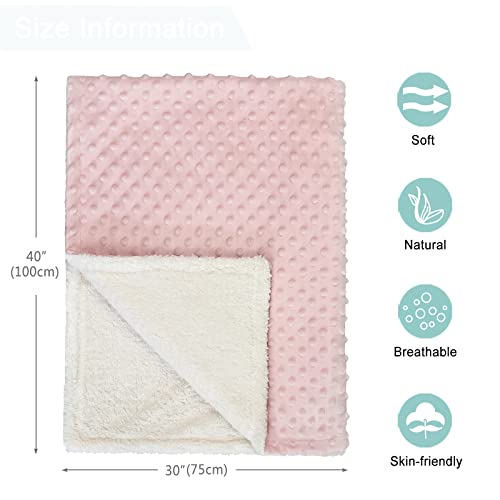 Baby Blankets for Boys Girls Soft Minky and Sherpa Fleece Toddler Throw Blanket Unisex for Crib,Stroller and Pets(Blush Pink)