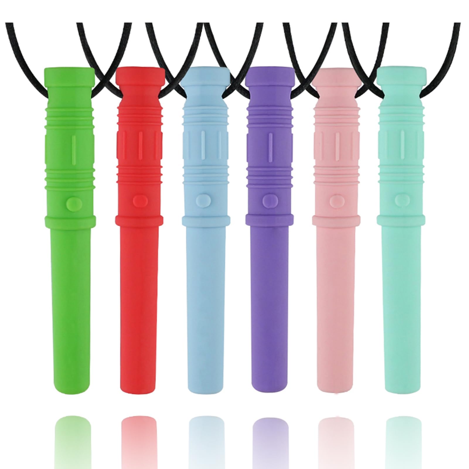 Chew Necklaces for Sensory Kids, Silicone Chewy Necklace Sensory Chew Toy for Girls Boys, 6 Pack chewelry for Kids Teens Adults with Autism Anxiety ADHD SPD or Oral Motor Needs