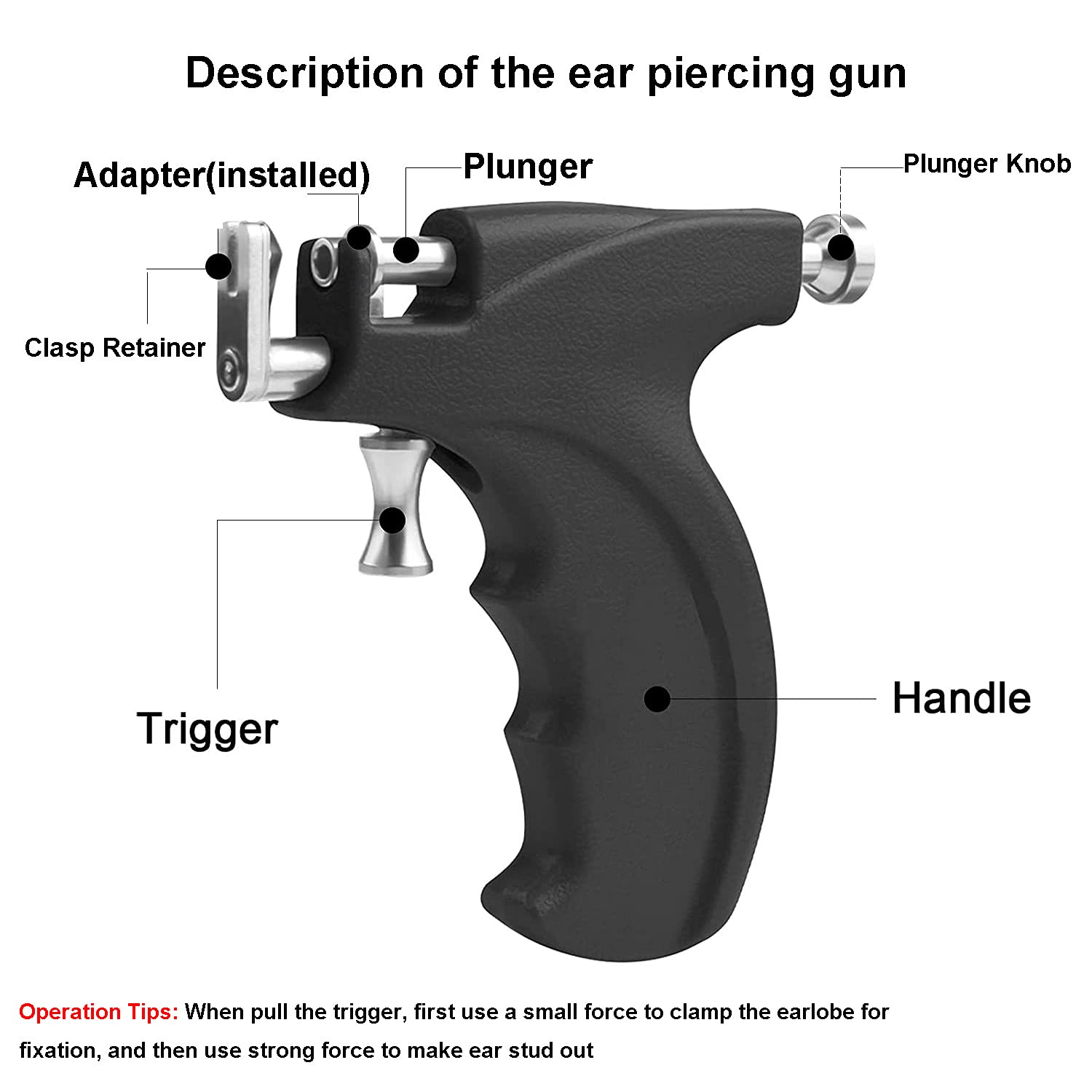 LECIEL Reusable Ear Piercing Gun Kit, Professional Body Nose Lip Piercing Kits with 16 Pairs Stud Earrings (6 Pairs Sterling Silver Stud Earrings+10 Pairs Gun Stud Earrings)