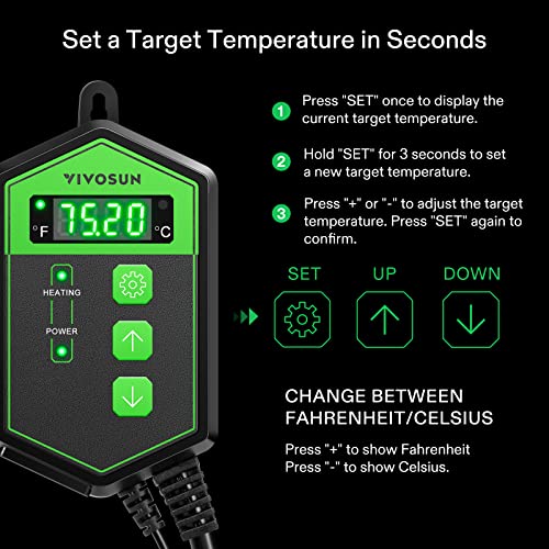 VIVOSUN Reptile Heat Mat and Digital Thermostat Combo