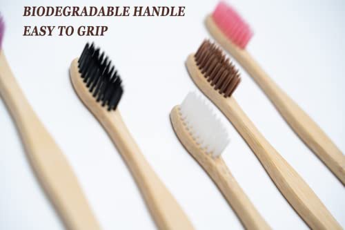 TanAisu Bamboo Toothbrushes with 10 Floss Picks, Travel Case - Biodegradable Toothbrushes (2 Brown, 2 Black, 2 White, 1 Purple, 1 Fuchsia) & Dental Floss Picks| Cover