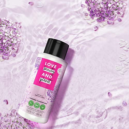Love Beauty and Planet Shampoo Milk Moisture and Bounce for Waves and Curls Rice Oil and Angelica Essence 100 percent Biodegradable Shampoo 13.5 oz