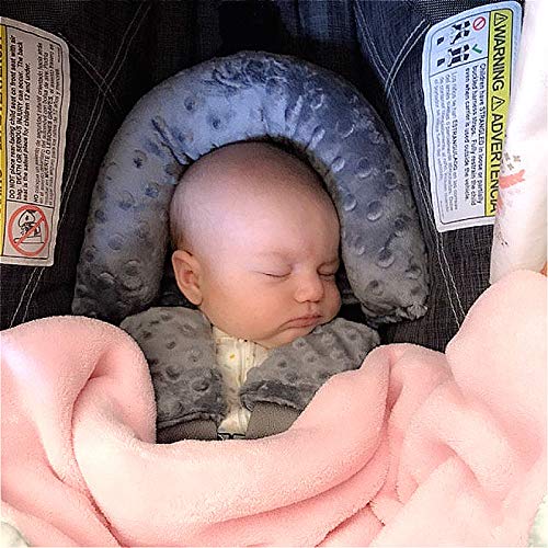 Baby Head Support and Strap Covers - Infant Head Support Pillow Super Soft Head and Neck Cushion for Car Seat Baby Headrest and Carseat Neck Cover,Light Pink