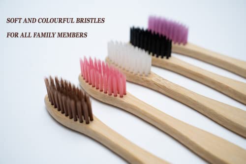 TanAisu Bamboo Toothbrushes with 10 Floss Picks, Travel Case - Biodegradable Toothbrushes (2 Brown, 2 Black, 2 White, 1 Purple, 1 Fuchsia) & Dental Floss Picks| Cover